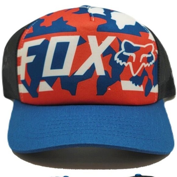Fox | Accessories | Fox Racing Red White And True Mesh Snapback Hat ...